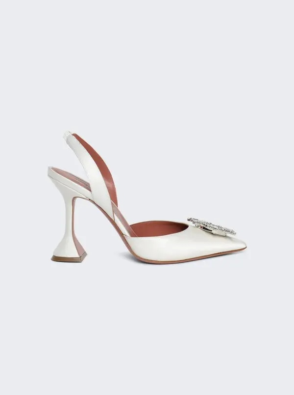 Amina Muaddi Begum Satin Slingback Pumps - White