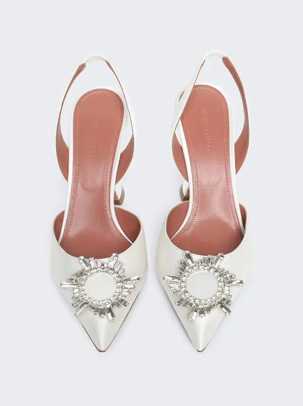 Amina Muaddi Begum Satin Slingback Pumps - White