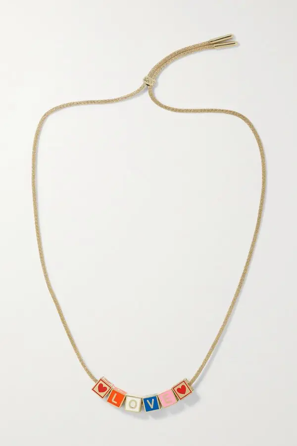 Lauren Rubinski Love 14-karat And Enamel Necklace - Gold