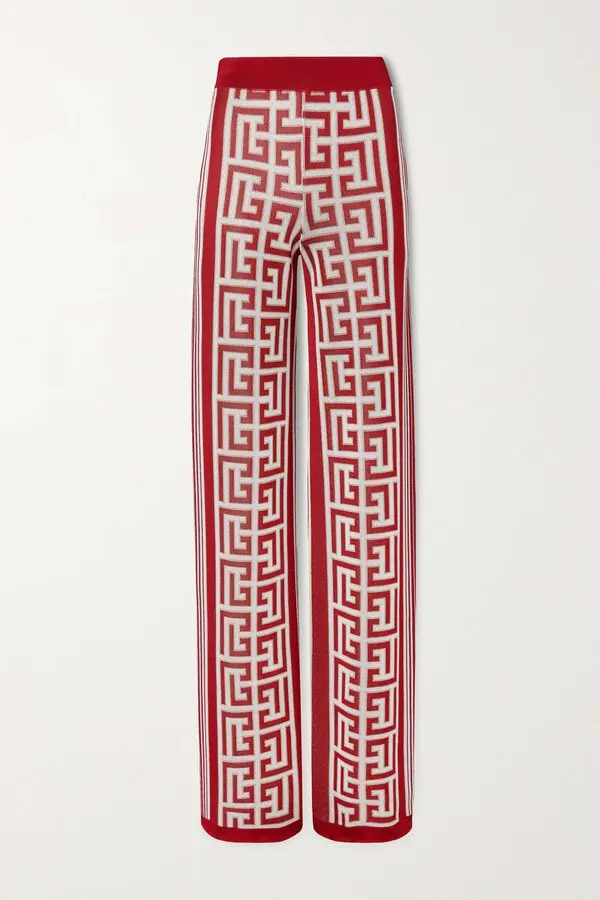 Balmain Jacquard-knit Wide-leg Pants