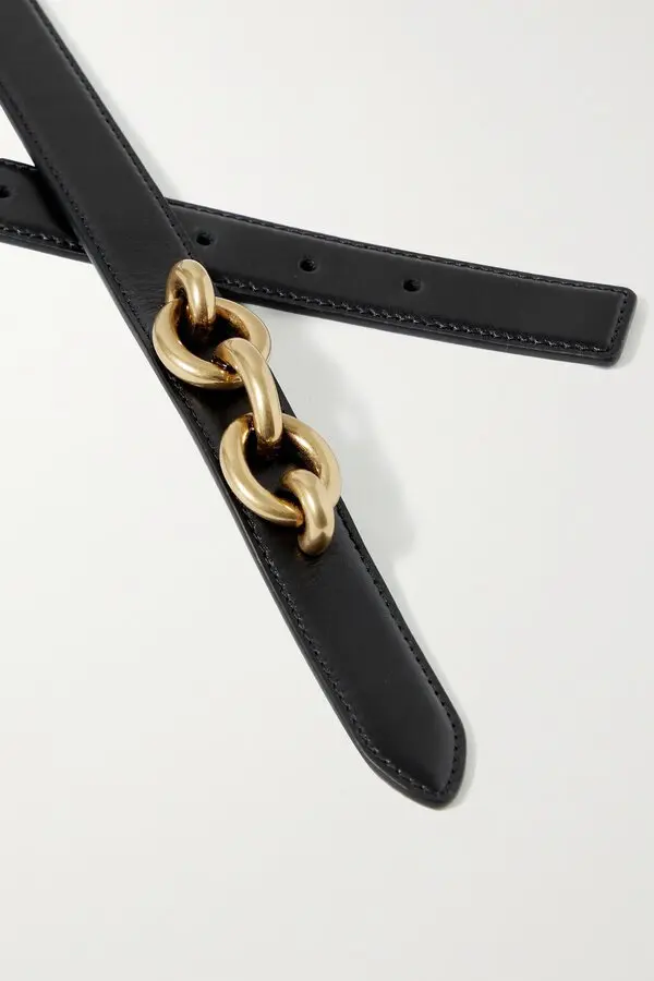 Saint Laurent Chain-embellished Leather Belt