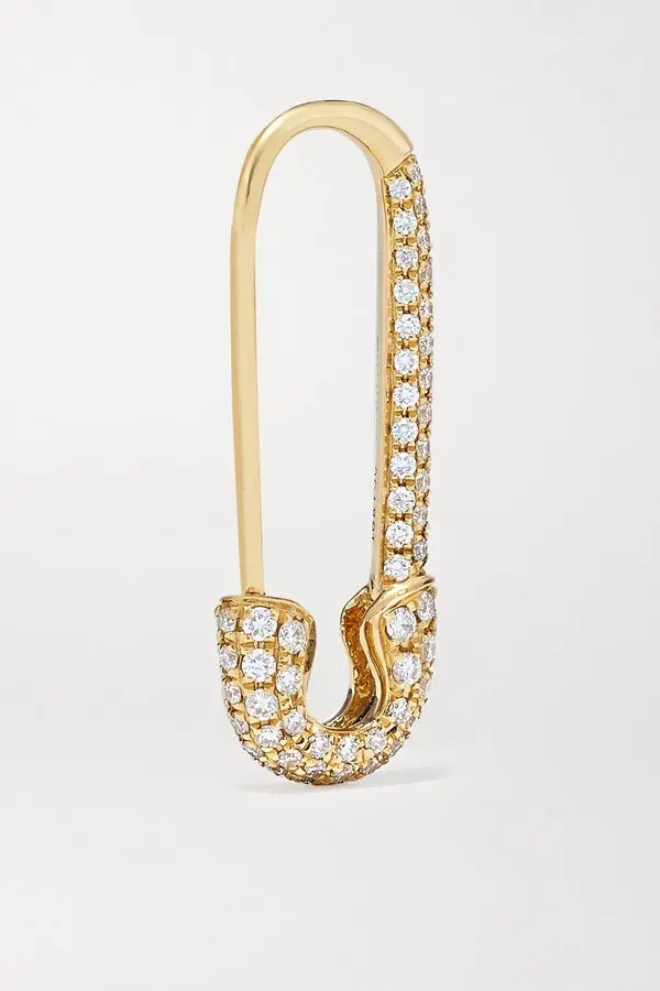 ANITA KO Safety Pin 18-karat Diamond Earring