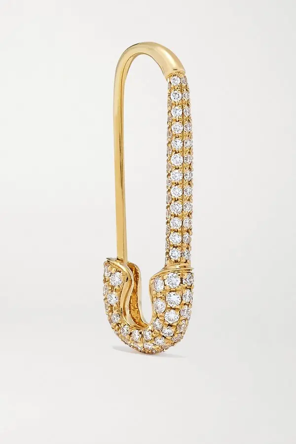 ANITA KO Safety Pin 18-karat Diamond Earring