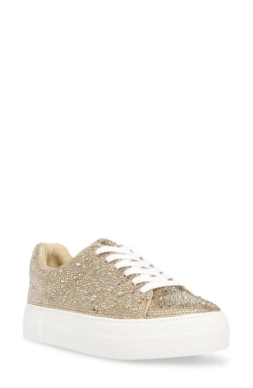 Betsey Johnson Sidny Crystal Pavé Platform Sneakers - Light Gold