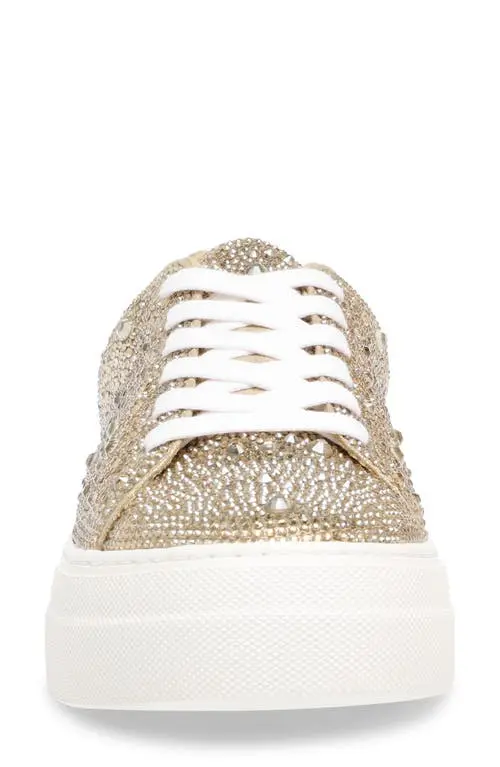 Betsey Johnson Sidny Crystal Pavé Platform Sneakers - Light Gold