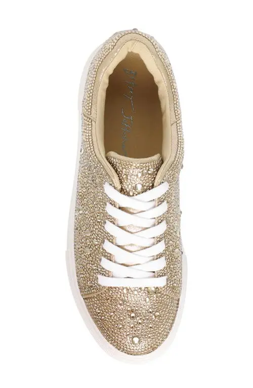 Betsey Johnson Sidny Crystal Pavé Platform Sneakers - Light Gold