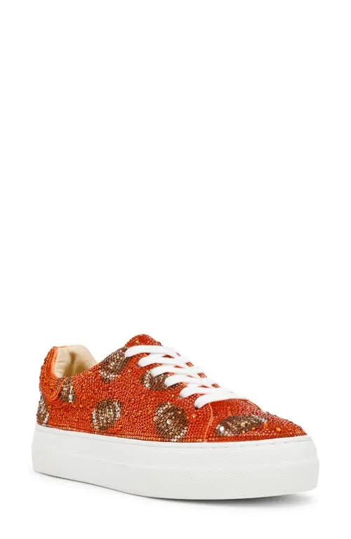 Betsey Johnson Sidny Crystal Pavé Platform Sneakers - Orange Football