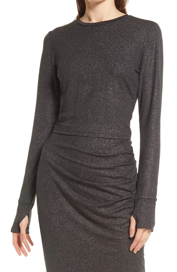 OPEN EDIT Sparkle Twist Back Crop Top