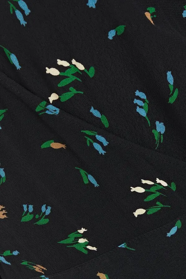 GANNI Printed Crepe Midi Wrap Dress
