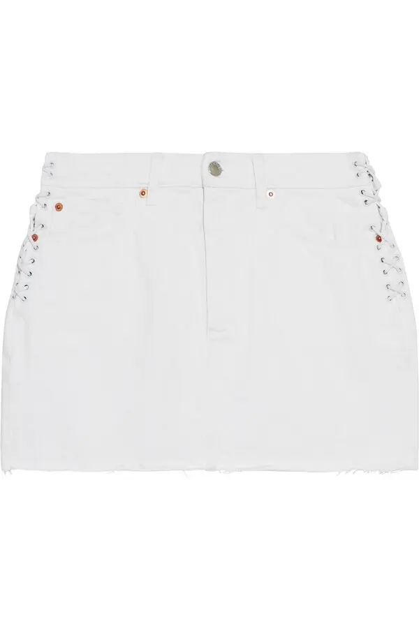 IRO PARIS Fores Lace-up Denim Mini Skirt - White