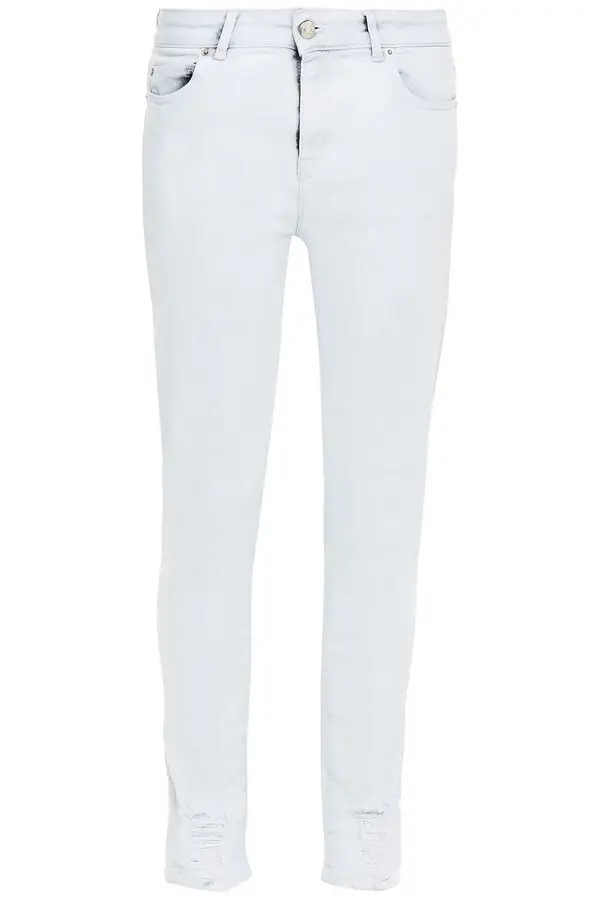 IRO PARIS Jelsa Distressed Midrise Skinny Jeans - Light Denim