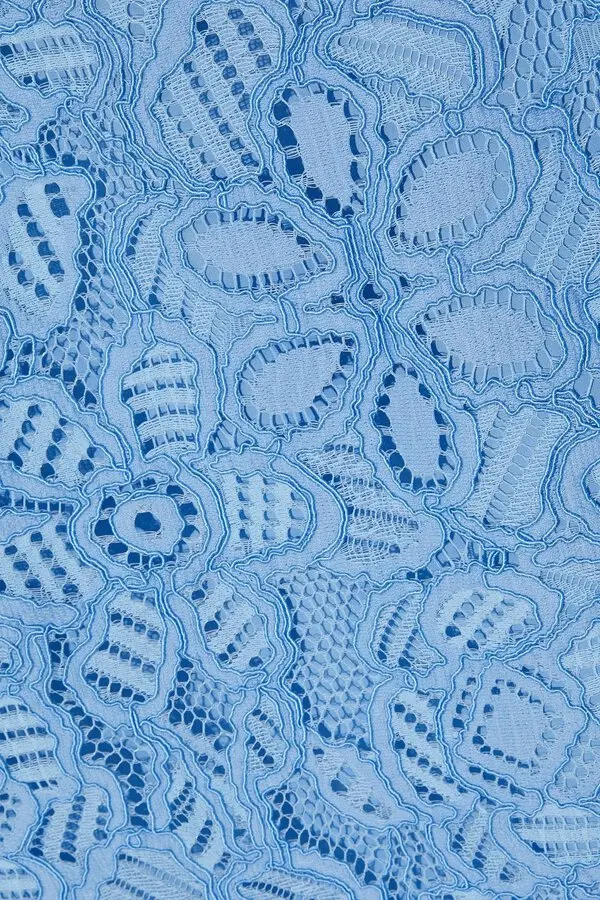 princess polly baby blue dress LELA ROSE Double-breasted lace-trimmed floral-print crepe midi wrap dress
