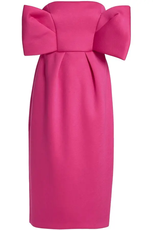 Delpozo Strapless Bow-embellished Neoprene Dress
