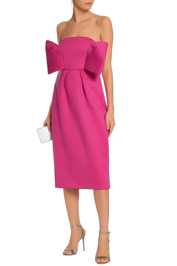 Delpozo Strapless Bow-embellished Neoprene Dress