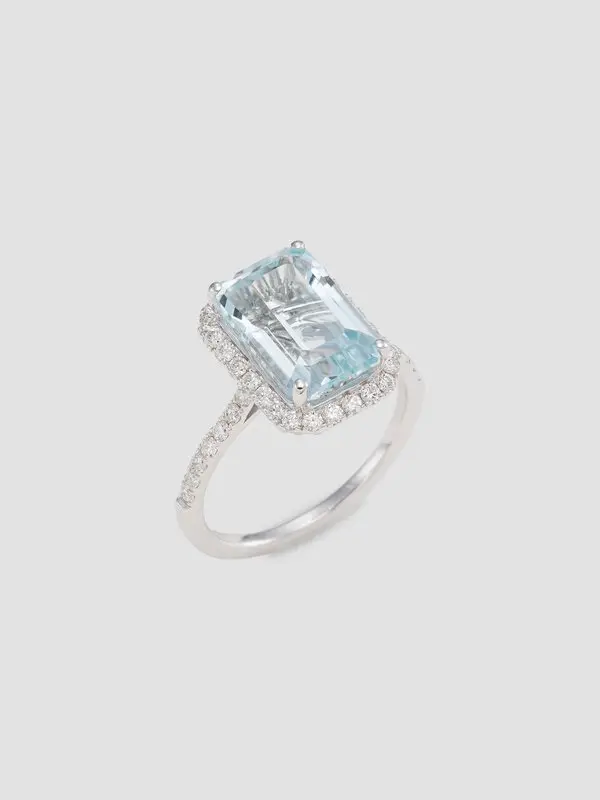Saks Fifth Avenue Collection 14k Aquamarine & Diamond Ring - White Gold