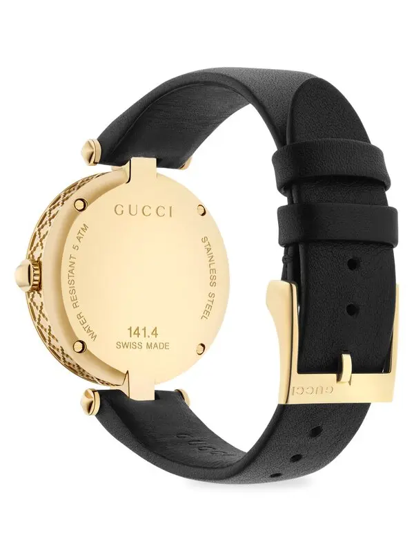 Gucci 32mm Diamantissima Watch W/ Leather Strap, /golden
