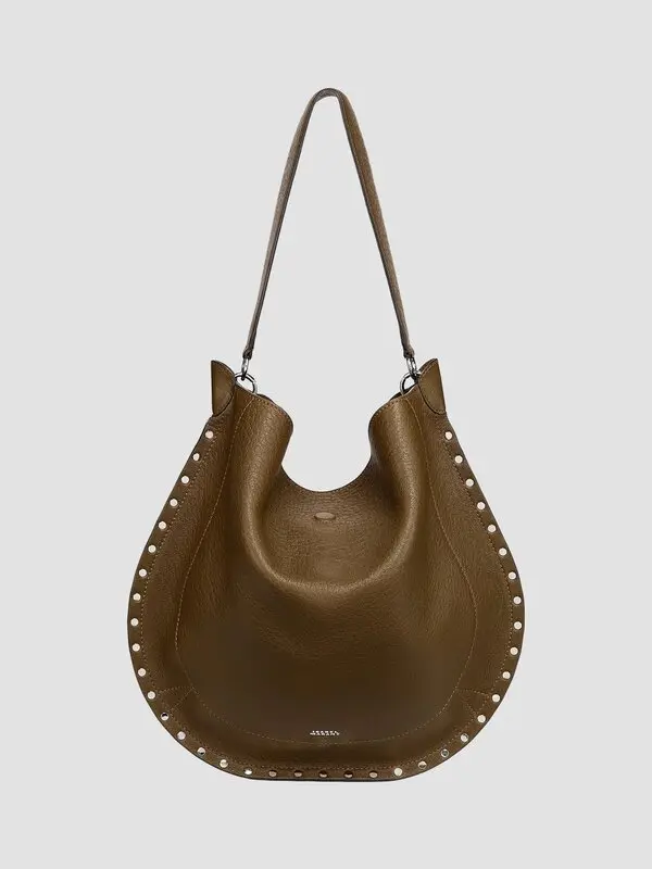 Isabel Marant Étoile Oskan Studded Leather Hobo Bag - Khaki