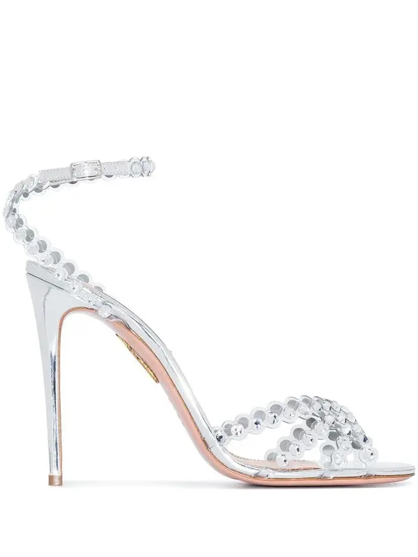 AQUAZZURA 105mm Tequila Sandals - Silver