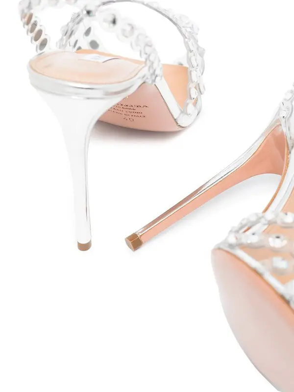 AQUAZZURA 105mm Tequila Sandals - Silver
