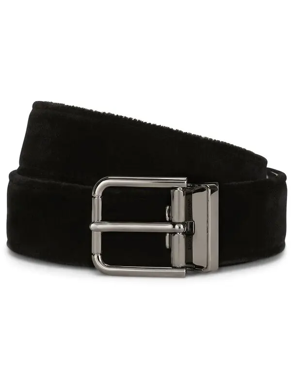 Dolce & Gabbana Buckled Velvet Belt - Black