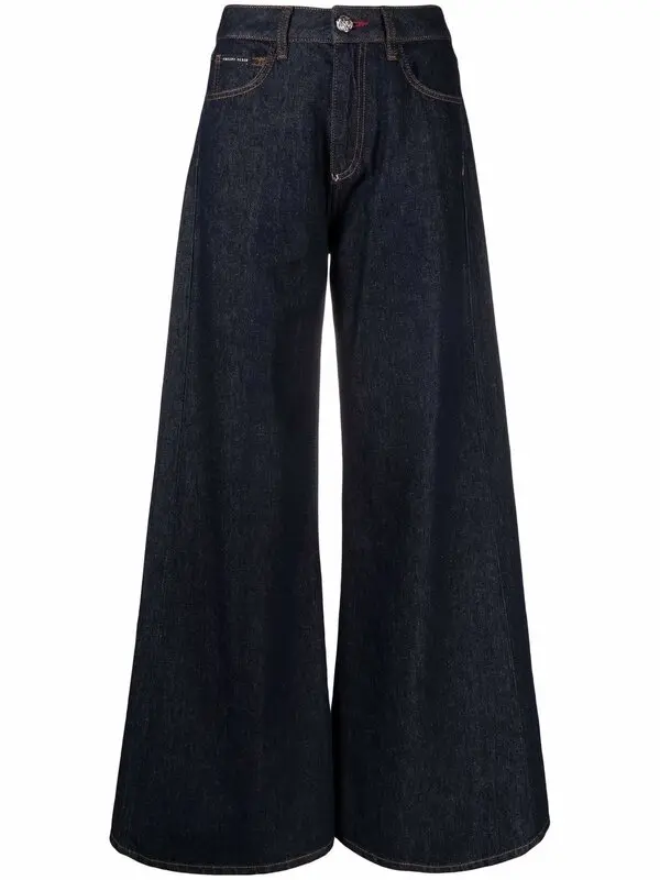 Philipp Plein Logo Patch Wide-leg Jeans