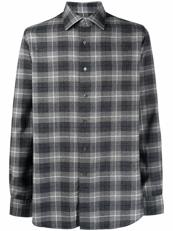 XACUS Plaid-check Print Shirt - Grey