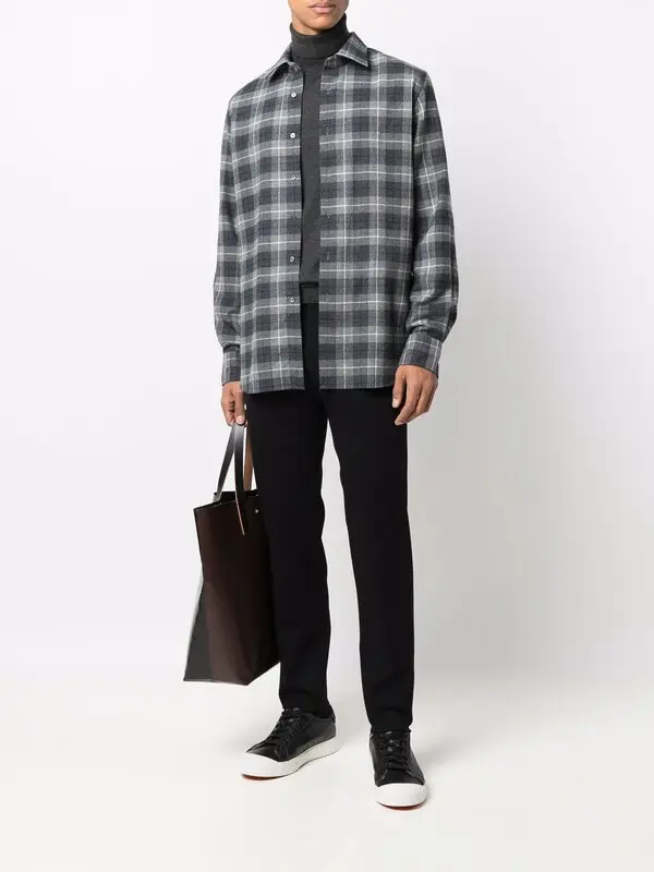 XACUS Plaid-check Print Shirt - Grey