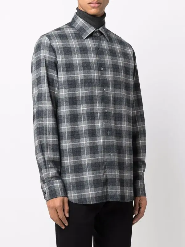 XACUS Plaid-check Print Shirt - Grey