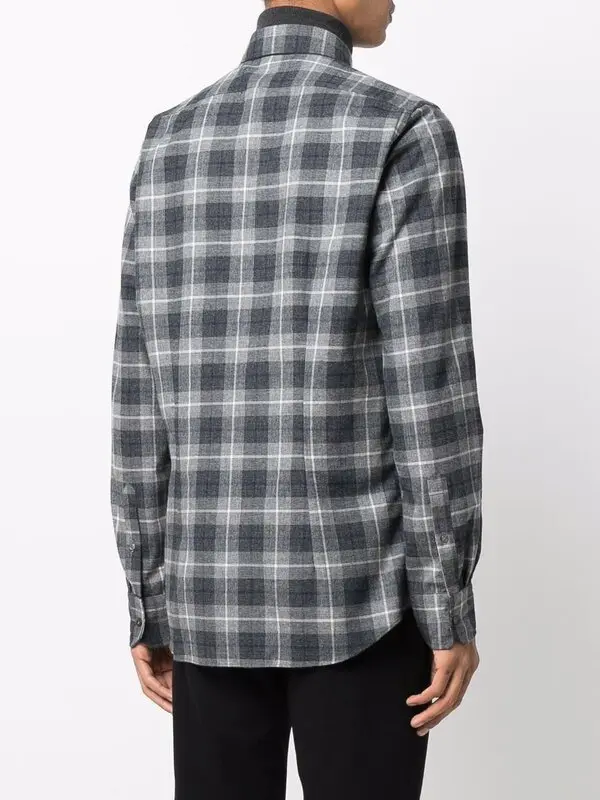 XACUS Plaid-check Print Shirt - Grey