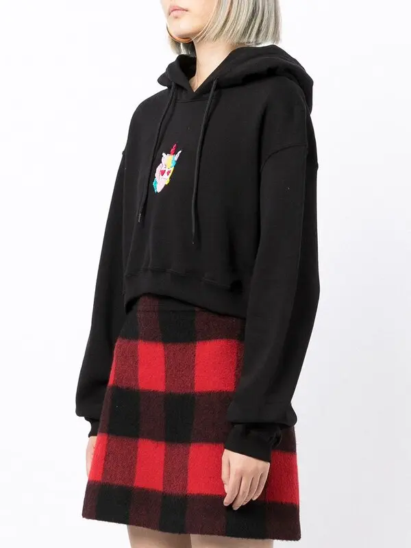 IRENEISGOOD Unicorn-patch Cropped Hoodie