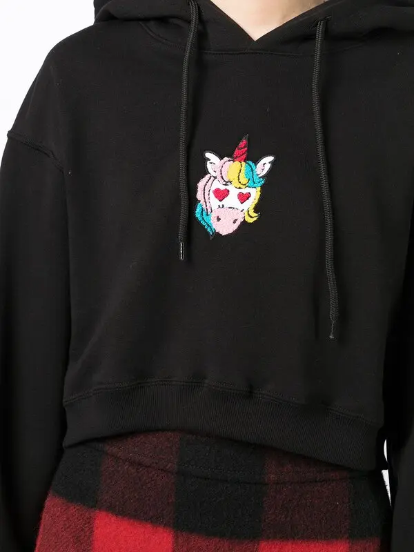 IRENEISGOOD Unicorn-patch Cropped Hoodie