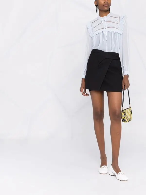 SELF-PORTRAIT Ruffled Semi-sheer Blouse