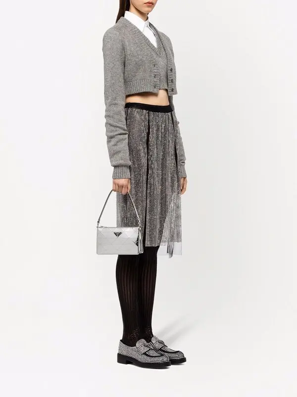 Prada Triangle Logo Metallic-finish Mini Bag