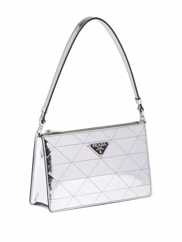 Prada Triangle Logo Metallic-finish Mini Bag