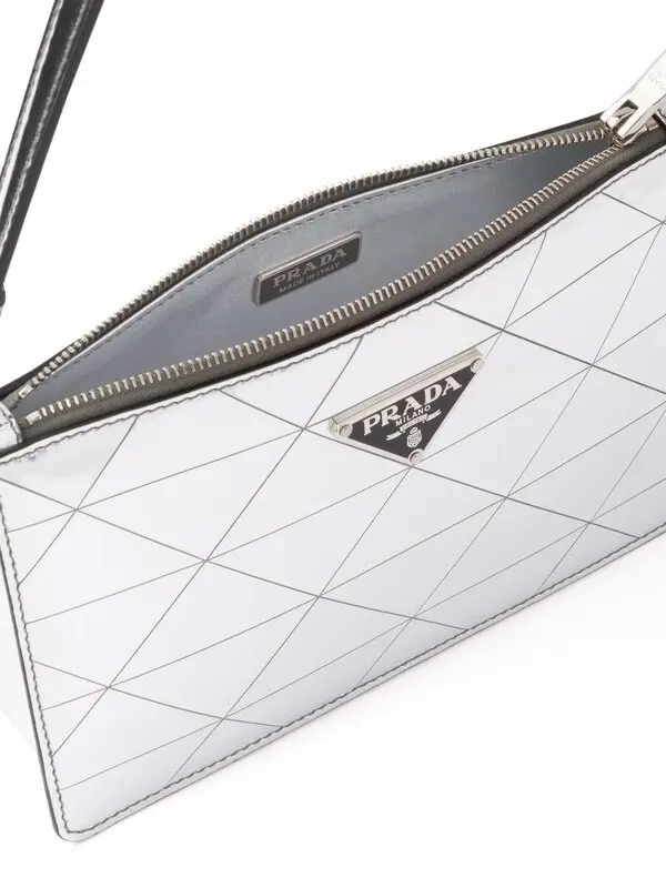 Prada Triangle Logo Metallic-finish Mini Bag