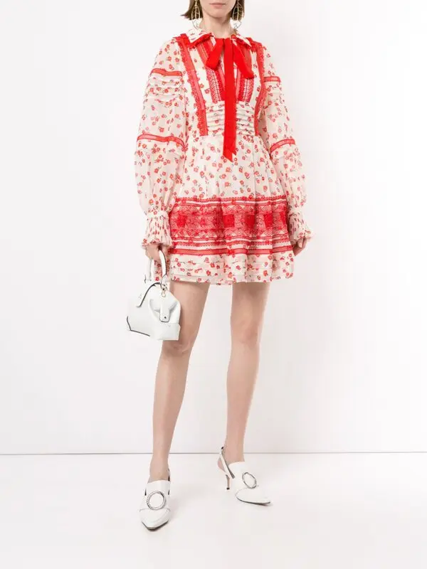 SELF-PORTRAIT Printed Pussy Bow Dress
