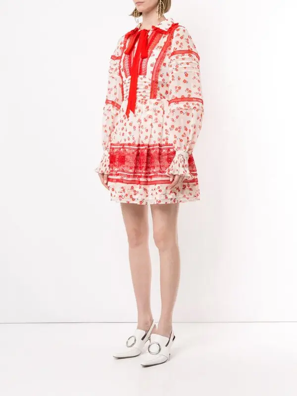 SELF-PORTRAIT Printed Pussy Bow Dress
