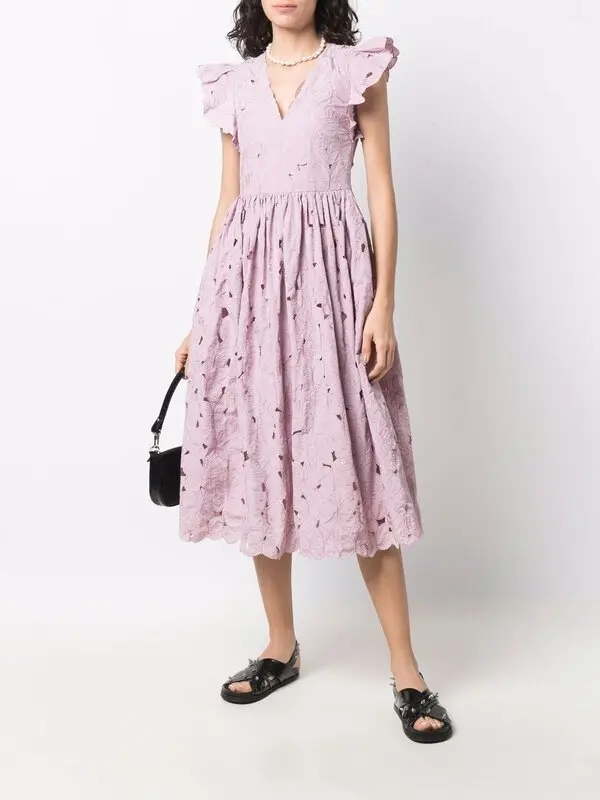 Red Valentino V-Neck Floral-Embroidered Dress In Pink - 45% Off |  Editorialist