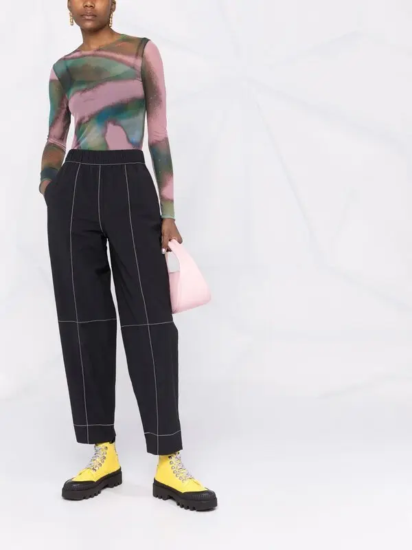 GANNI Contrast-stitching Straight Trousers