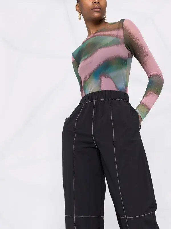 GANNI Contrast-stitching Straight Trousers