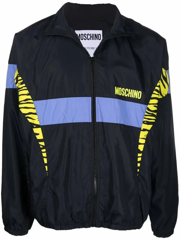 Moschino Panelled Zebra Windbreaker - Black