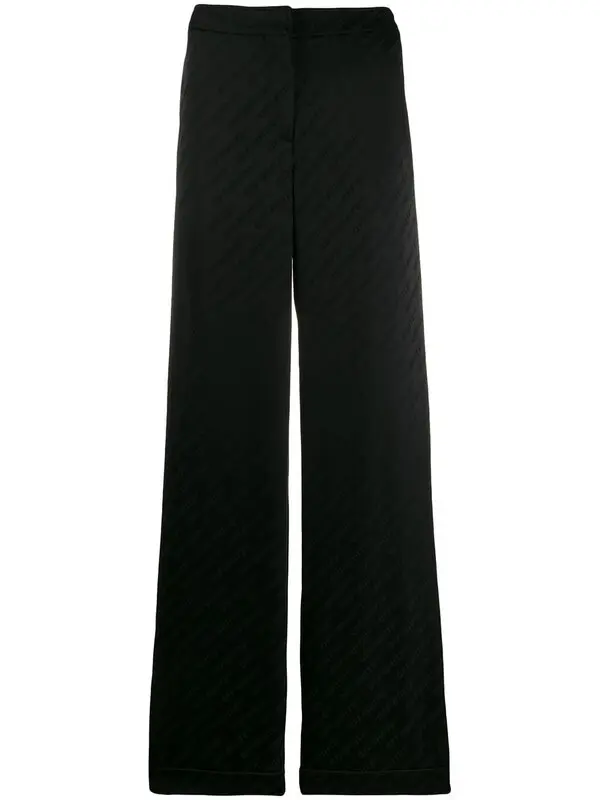 Off-White Logo Jacquard Wide Leg Trousers - Black
