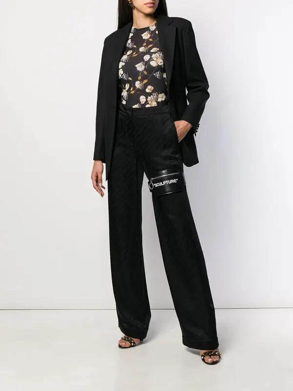 Off-White Logo Jacquard Wide Leg Trousers