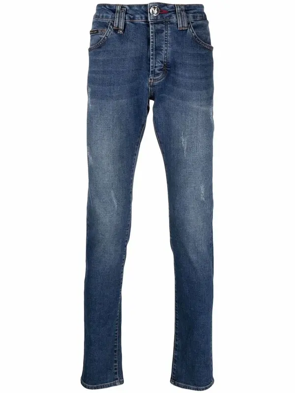 Philipp Plein Mid-rise Super-straight Jeans - Blue