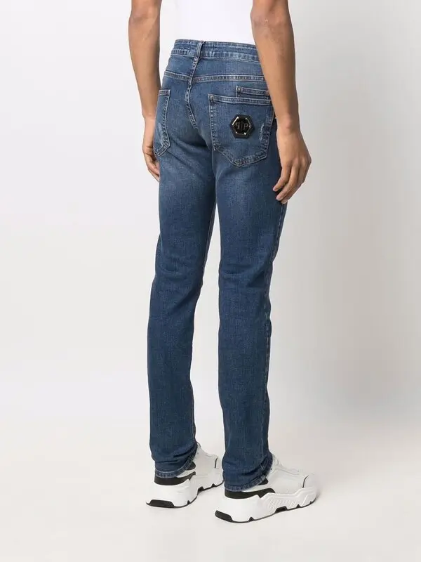 Philipp Plein Mid-rise Super-straight Jeans - Blue