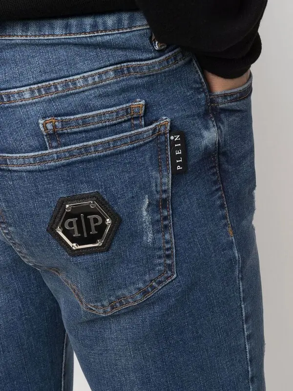 Philipp Plein Mid-rise Super-straight Jeans - Blue