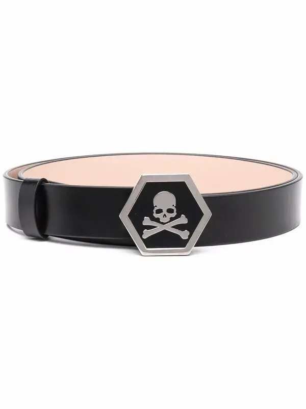 Philipp Plein Skull-motif Leather Belt - Black