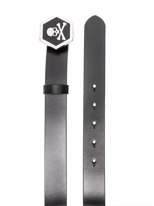 Philipp Plein Skull-motif Leather Belt - Black