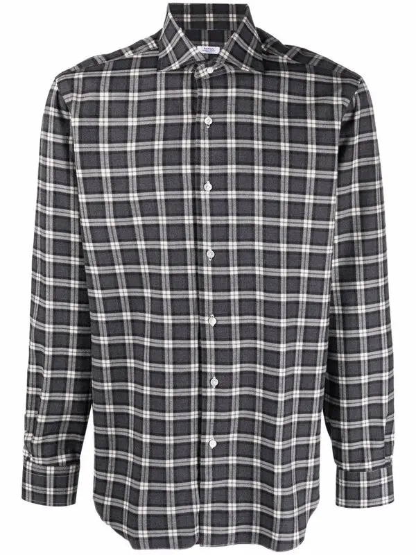 BARBA NAPOLI Plaid-check Print Shirt - Grey