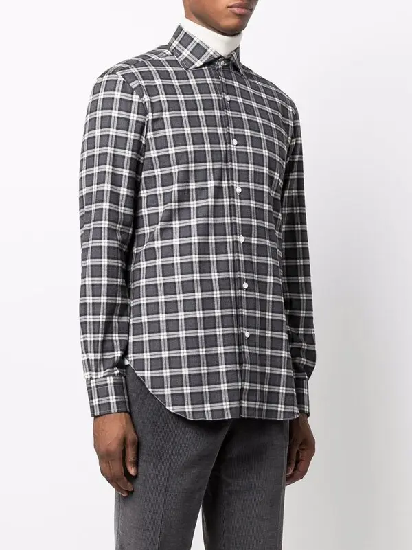 BARBA NAPOLI Plaid-check Print Shirt - Grey